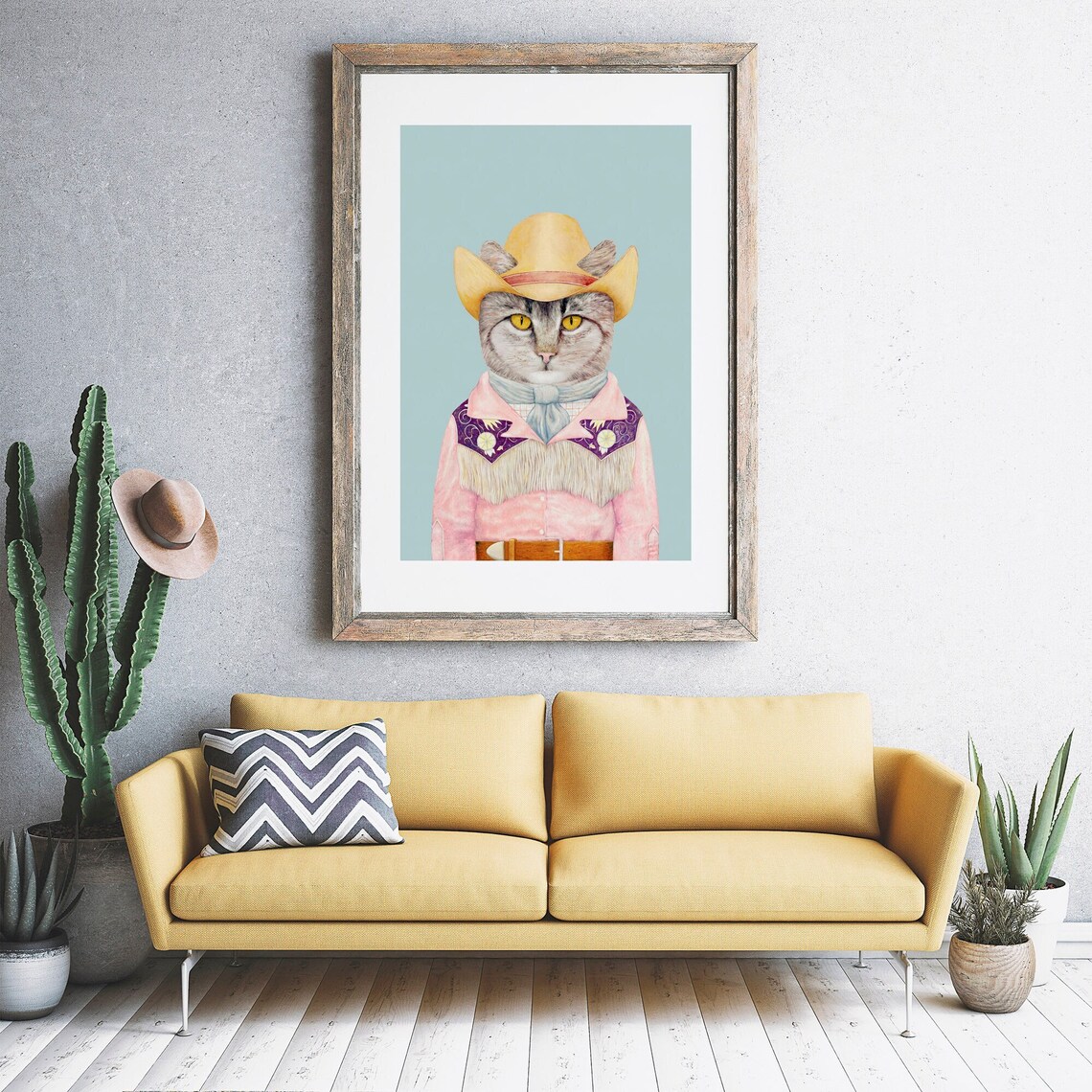 Cowboy Cat Art Print Colorful Wall Art Country Western - Etsy