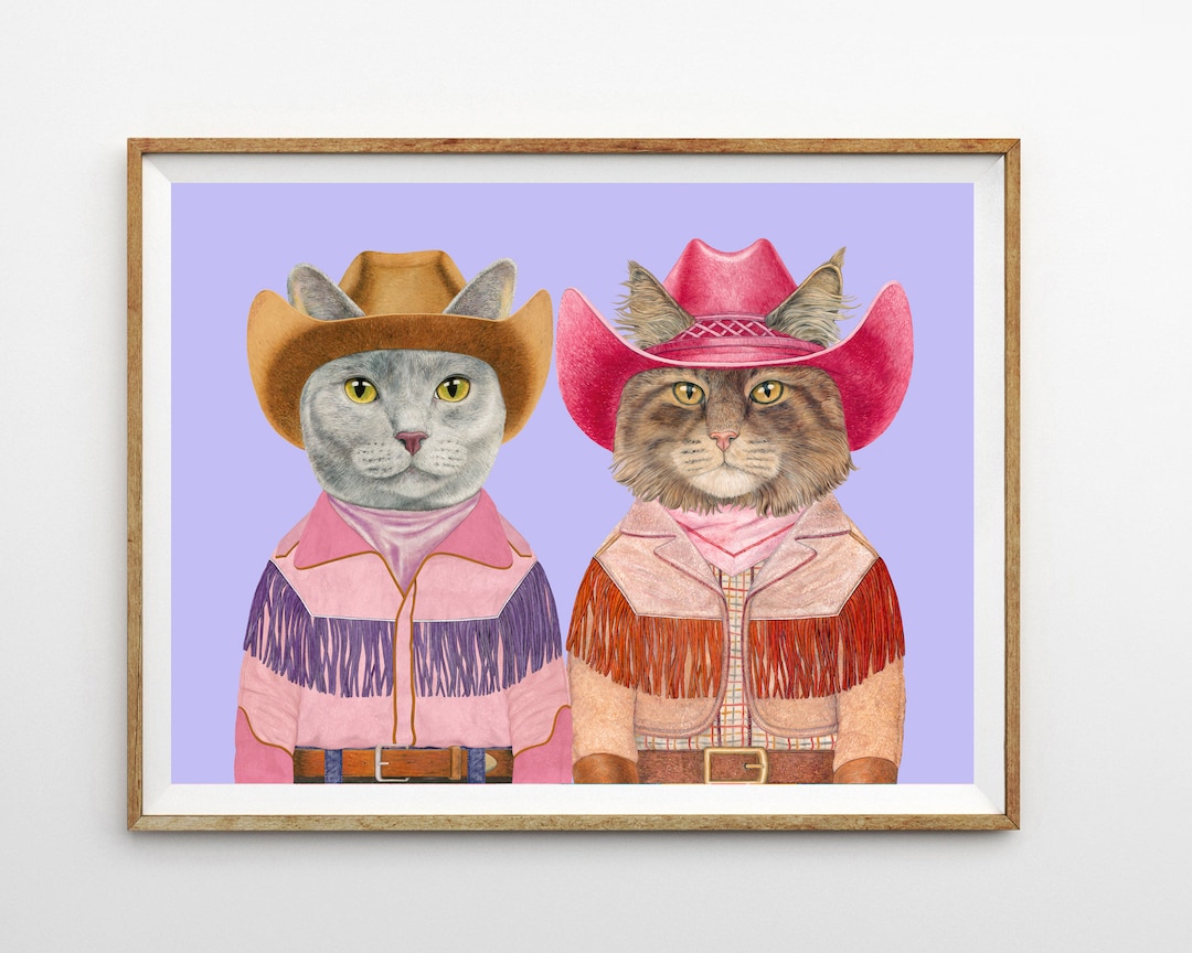 Carnival Cats Art Print, Western Rodeo Art, Eclectic Prints, Retro ...
