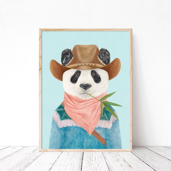 Cowboy Panda Art Print Colorful Country Western Wall Art - Etsy