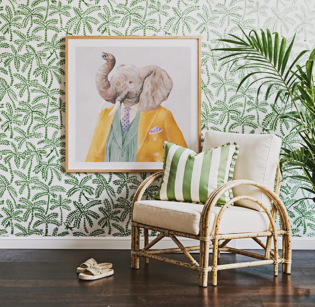 Vintage Elephant Print - Babar Style Animal Portrait, British Colonial ...