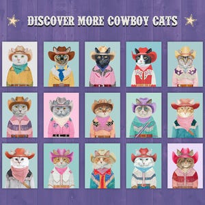 Rodeo Kitten Art Print - Colorful Western Cat Art- Maximalist Boho Wall ...