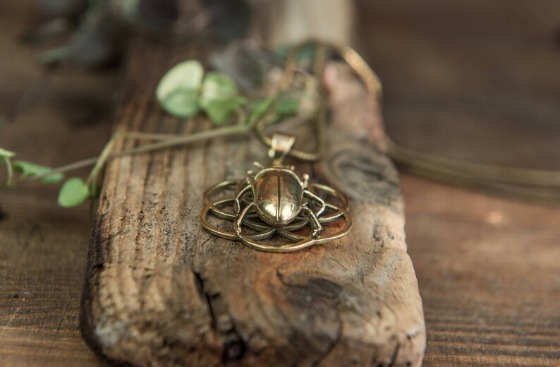Flower of Life Pendant With June Beetle (jbp024) Brass Sacred Geometry ...