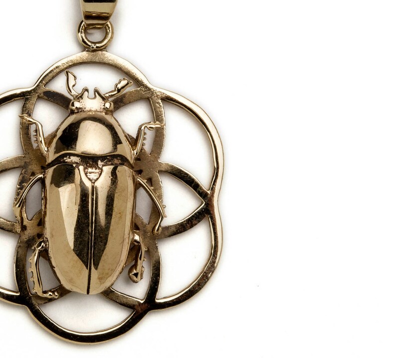 Flower of Life Pendant With June Beetle (jbp024) Brass Sacred Geometry ...