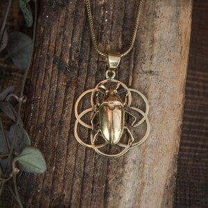 Flower of Life Pendant With June Beetle (jbp024) Brass Sacred Geometry ...