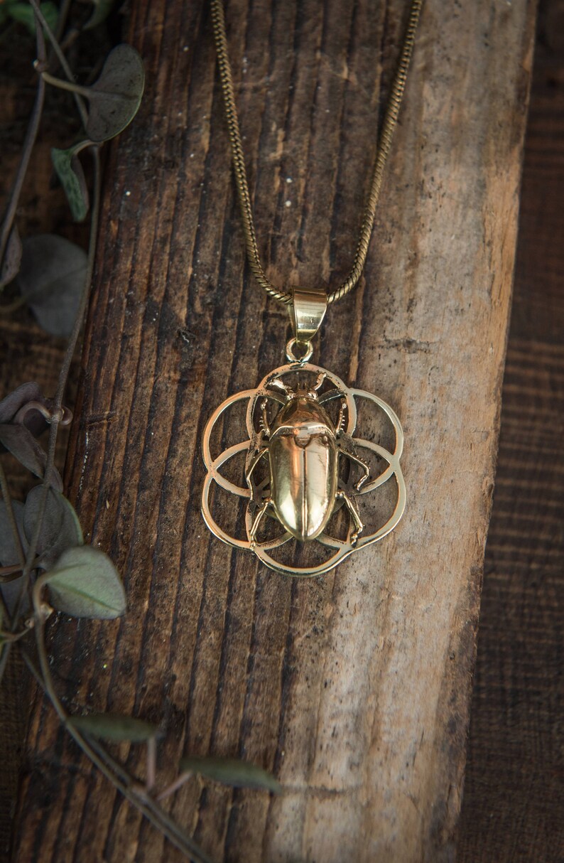 Flower of Life Pendant With June Beetle (jbp024) Brass Sacred Geometry ...