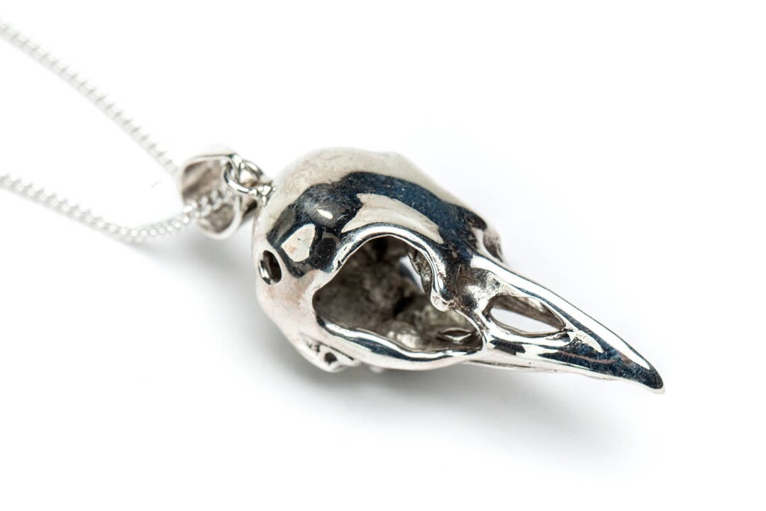 Silver Sparrow Skull Pendant, Crow Skull Pendant, Silver Crow Skull ...