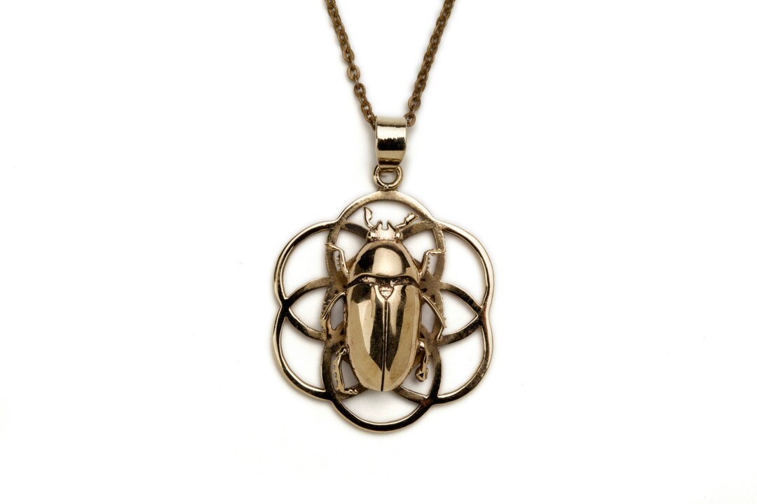 Flower of Life Pendant With June Beetle (jbp024) Brass Sacred Geometry ...