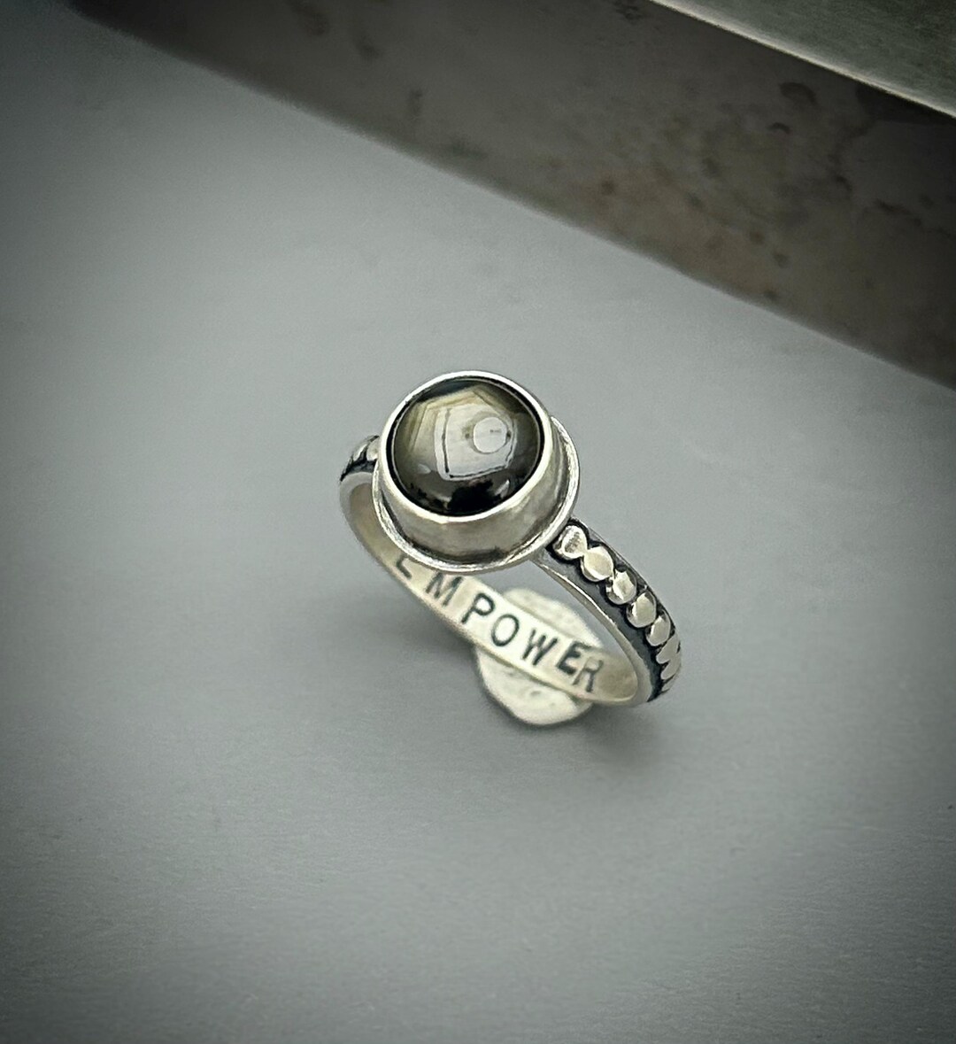 Black Sapphire Ring in Sterling Silver - Handcrafted Gemstone Ring ...