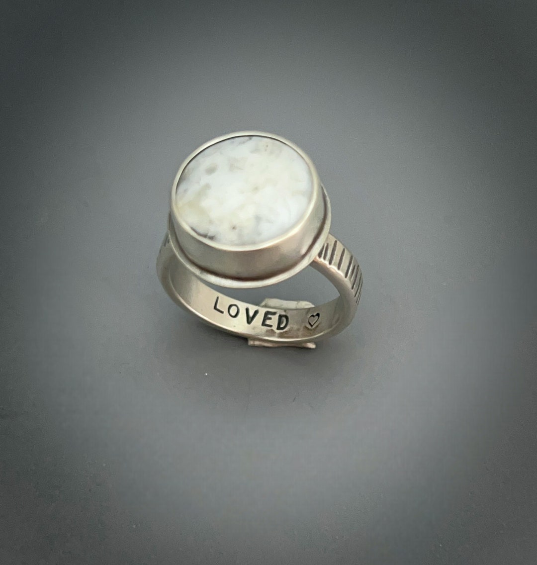 Genuine Sacred White Buffalo Turquoise Ring, White Gemstone, Sterling ...