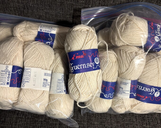 Guernsey Wool Emu Yarn 16 Skeins Natural 5 Ply READ DISCRIPTION ...