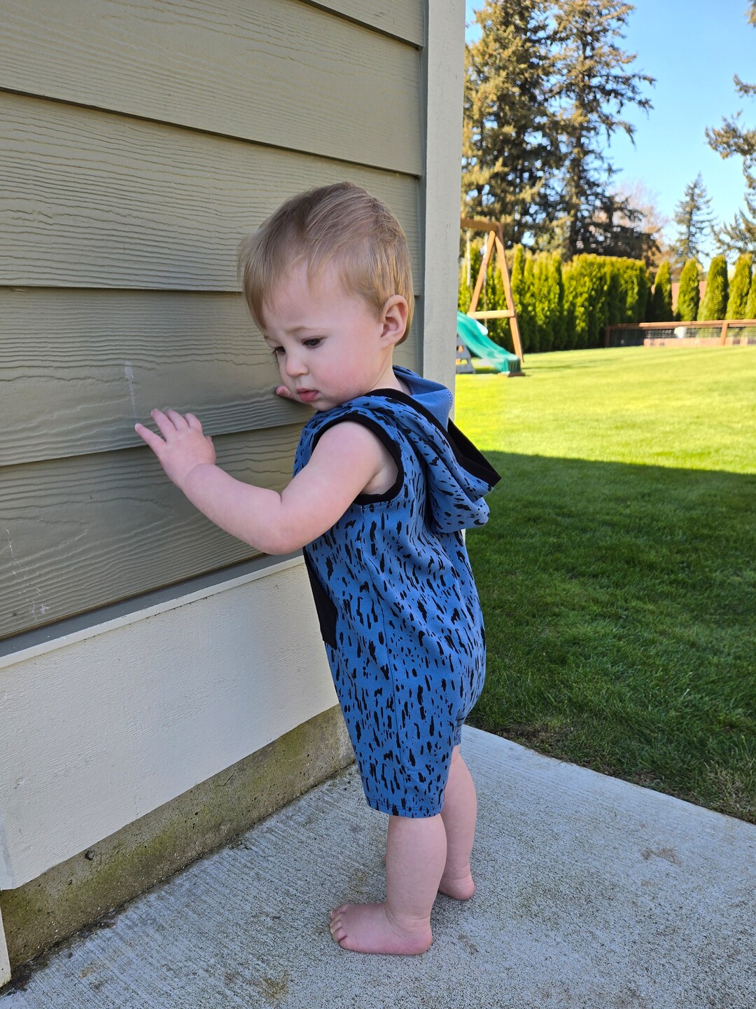 Blue and Black Romper,tank Romper,baby Romper,toddler Romper,boy Romper ...