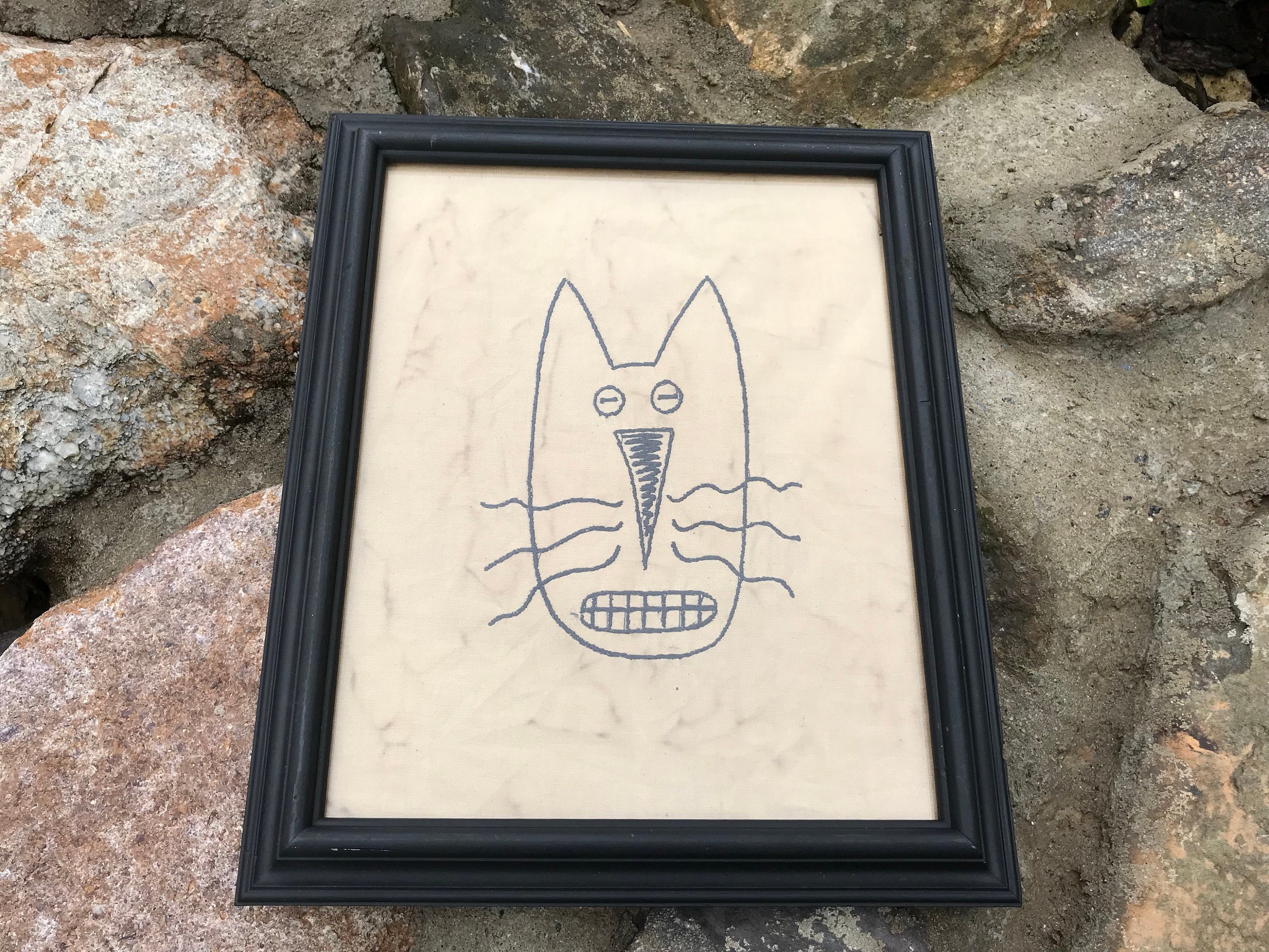 Primitive Cat Face Machine Embroidery Picture - Etsy