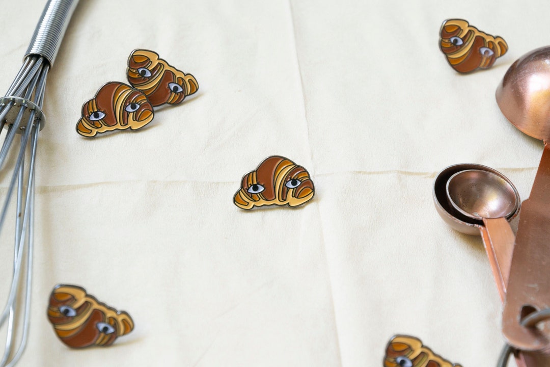 Croissant With Eyes 1" Enamel Pin - Bread Club French Food Breakfast ...