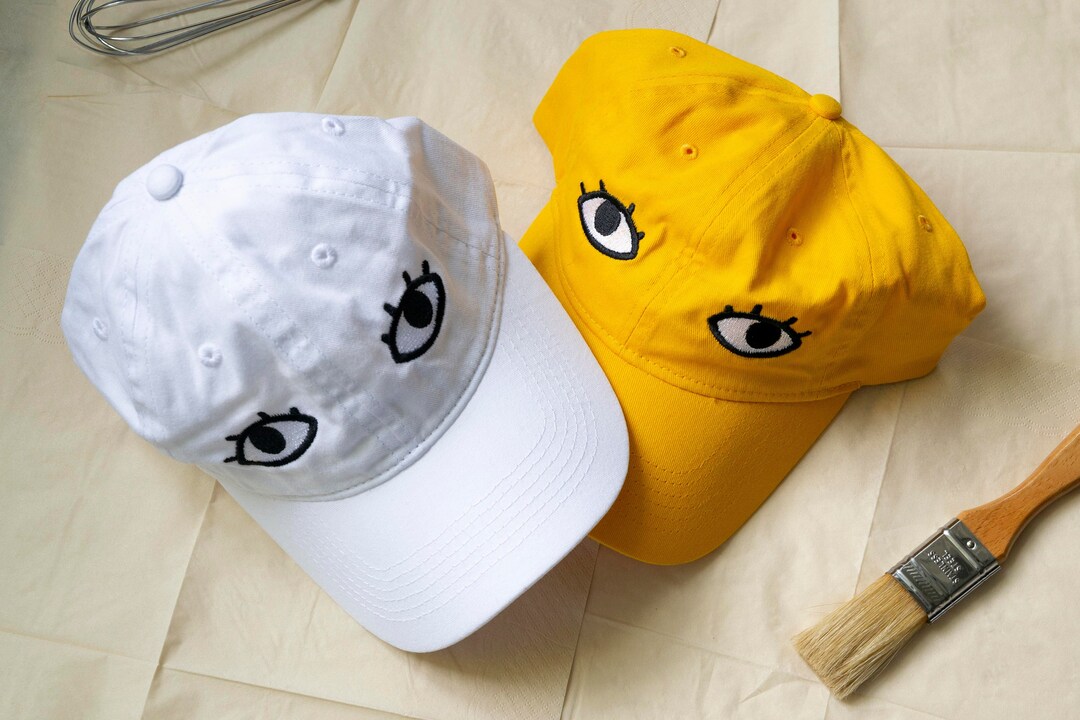 Baseball Cap With Eyes - One Size Fits All Embroidered Adjustable Dad ...