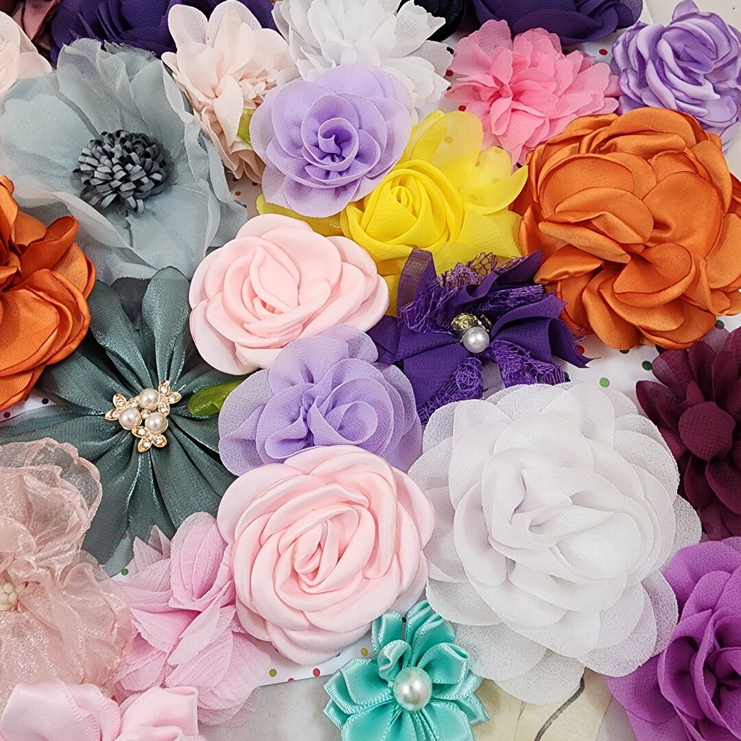 10pcs SMALL Fabric Flowers, Floral Grab Bag, Wholesale Bulk Flower ...