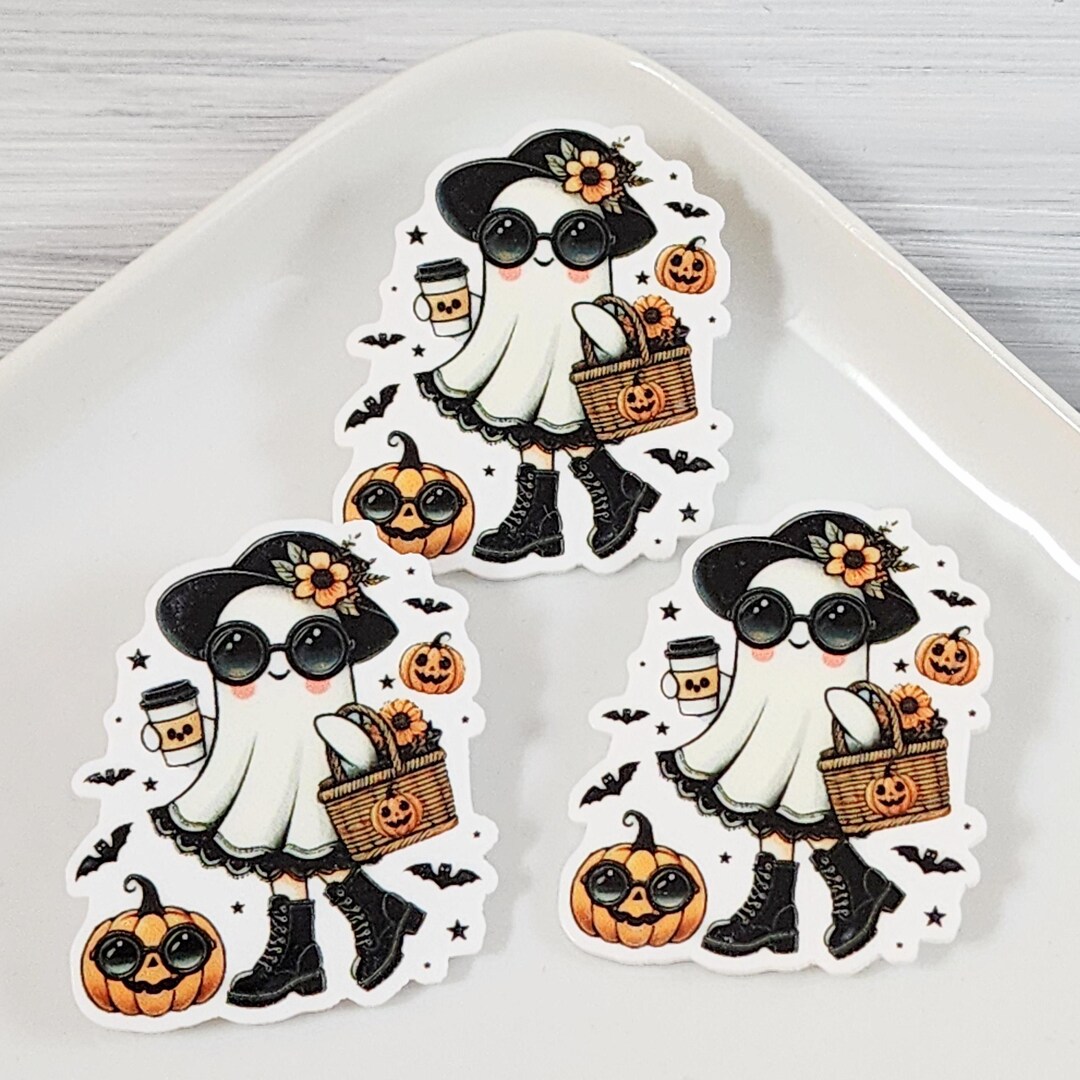 5pcs Sassy Ghost Planar Resin, Coffee Flat Back, Fall Cabochon, Coffee Charm, Bow Center - Etsy