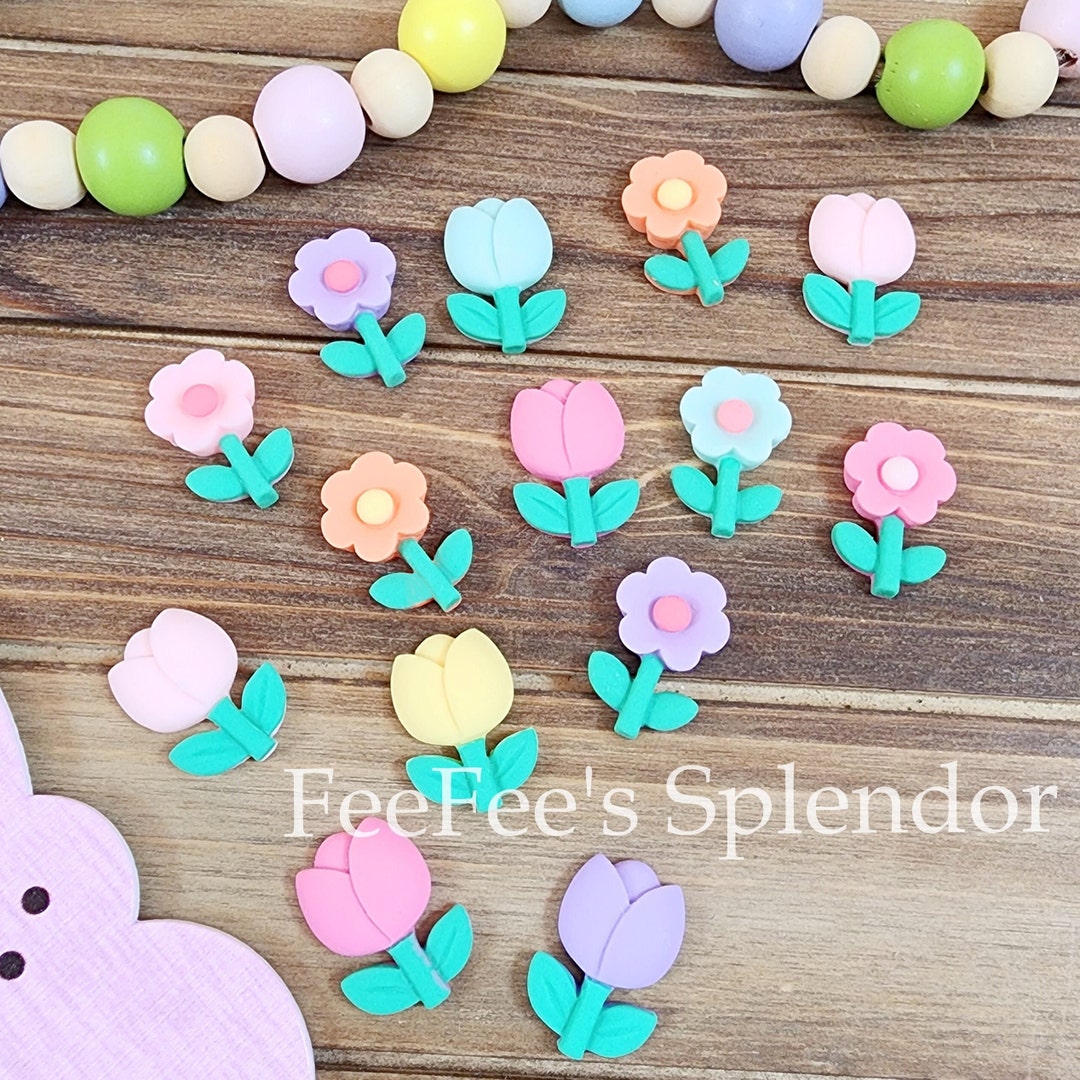 10 Pcs Spring Flower Flatbacks . Resin Cabochon . Flat Back . Charm ...