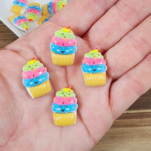 10 Pcs Cupcake Flatbacks . Resin Cabochon . Flat Back . Charm . Bow ...