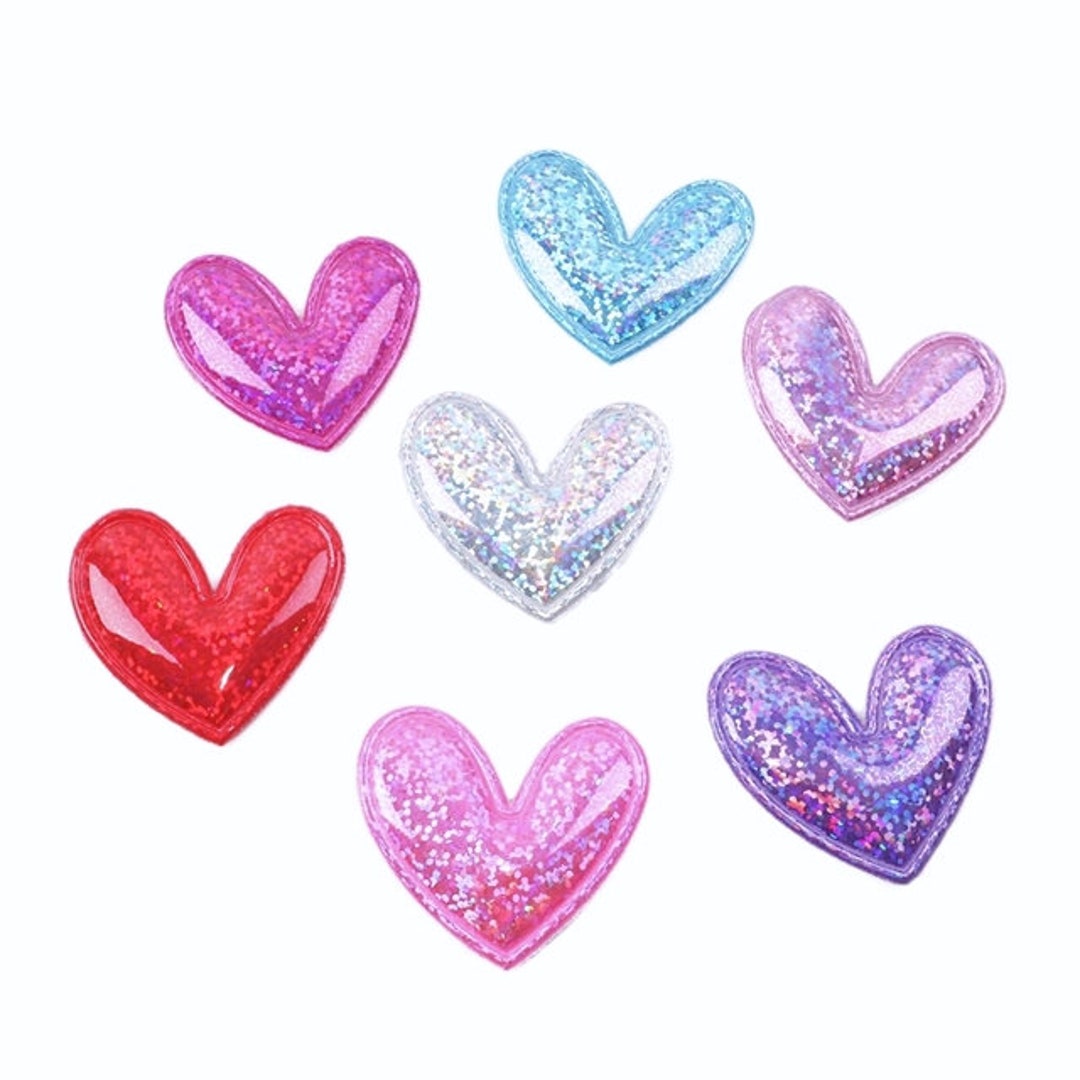 2 Pcs Sparkle Padded Hearts 2 Laser Glitter Hearts - Etsy