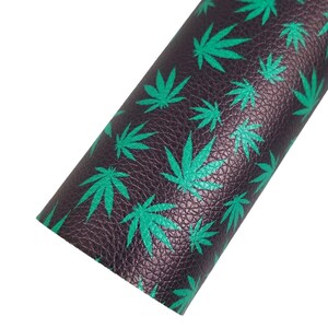 Faux Leather Sheets . Weed Cannabis Leaf . Printed Synthetic Leather ...