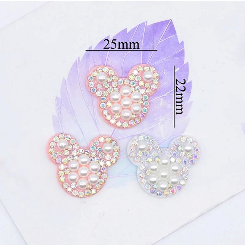 10 PCS Mouse Felties - Pearl Rhinestone Mouse Ears for Paper Crafts ...