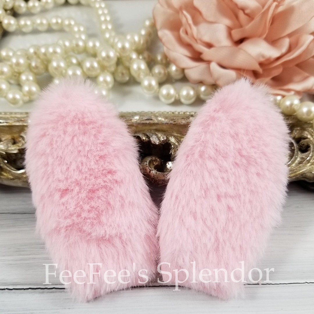 5 Pairs Fluffy Bunny Ears | Pink Faux Fur Applique for Headbands | DIY ...