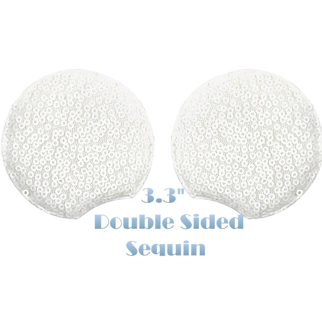 White Sequin Ears Double-sided Padded Applique 3.3 DIY Mouse Ears ...