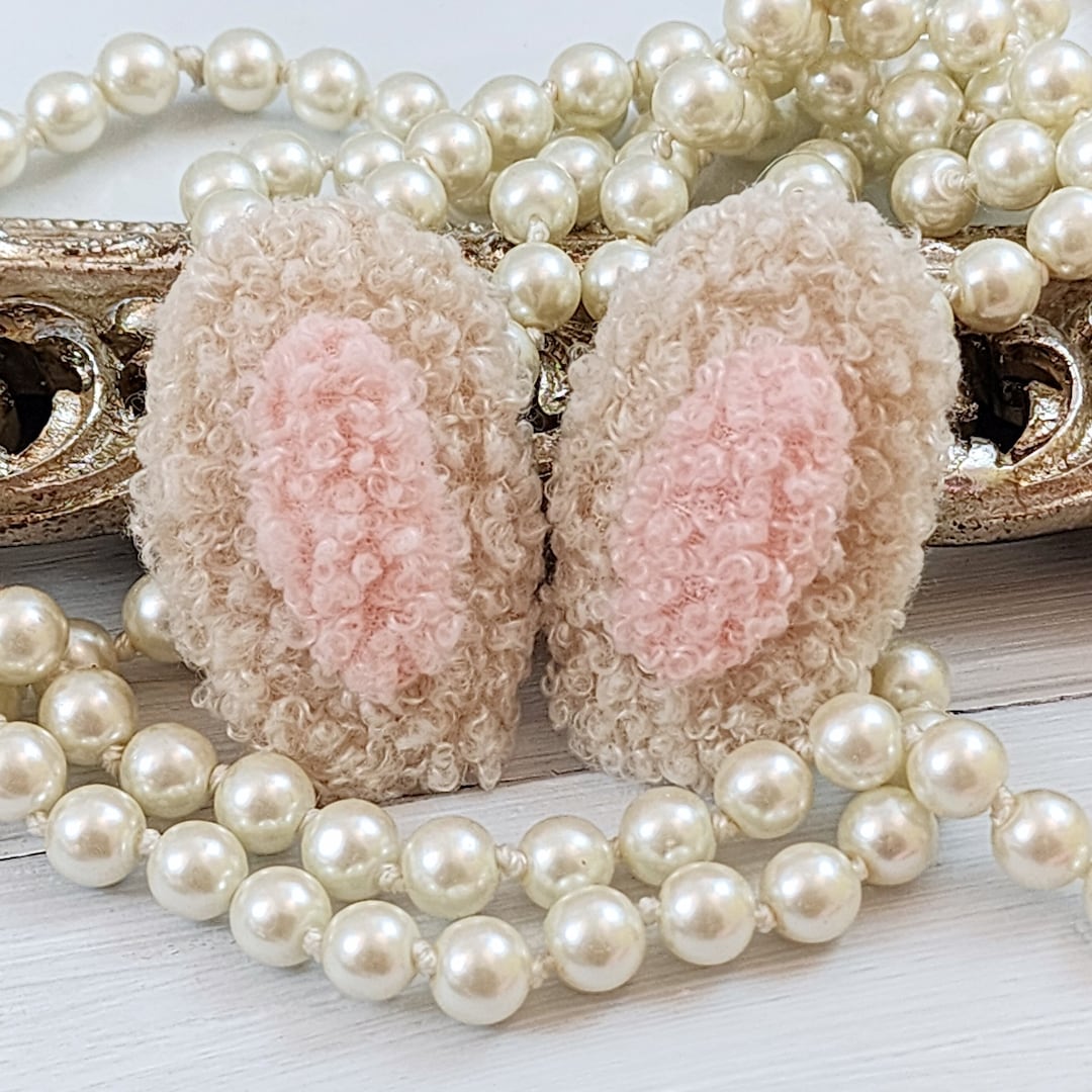 5 Pairs Fluffy Bunny Ears | Soft Beige, Pink Chenille Rabbit Ears | DIY ...
