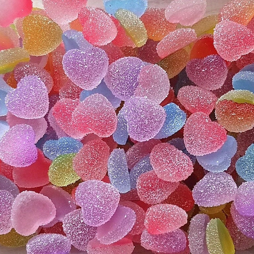 20pcs Heart Candy Cabochon, Gradient Gummy Hearts, Fake Valentine ...