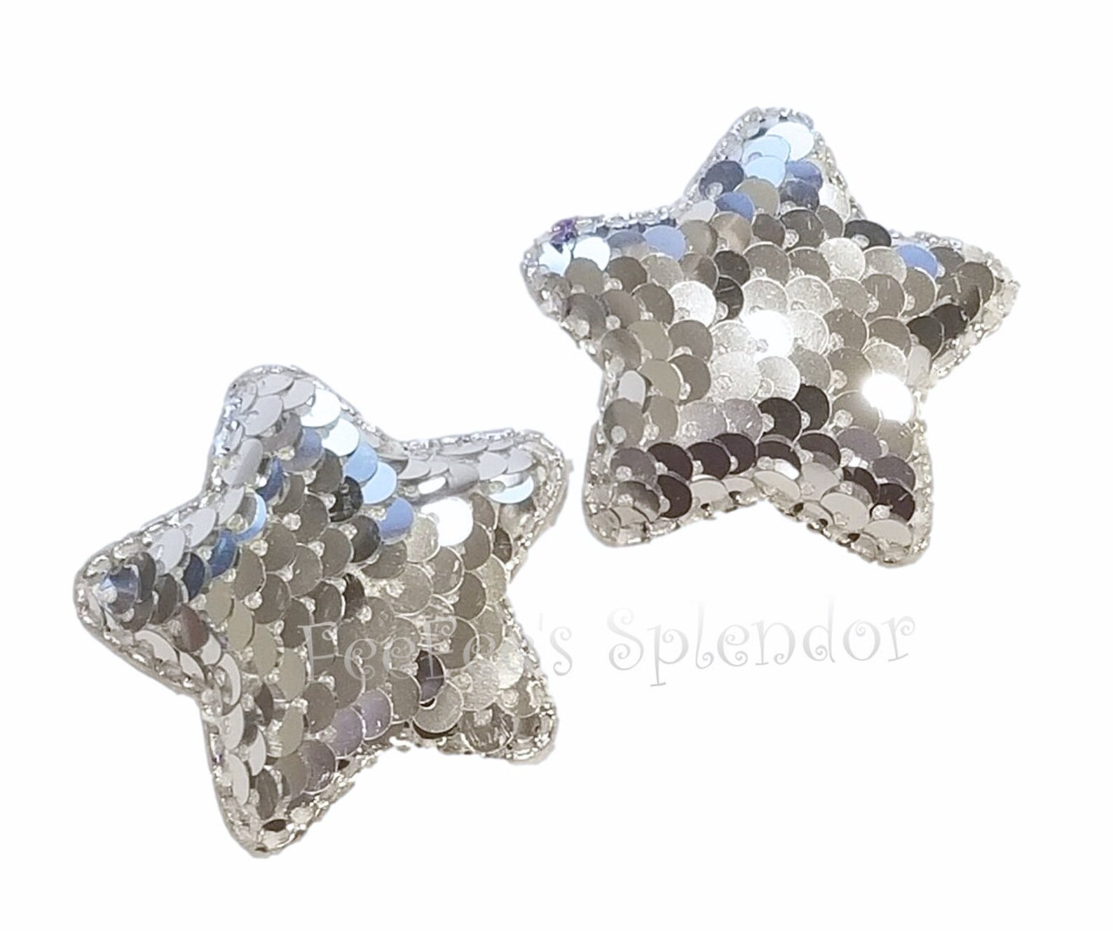 Sequin Stars 2 pc Silver Sequin Star Sequin Applique | Etsy