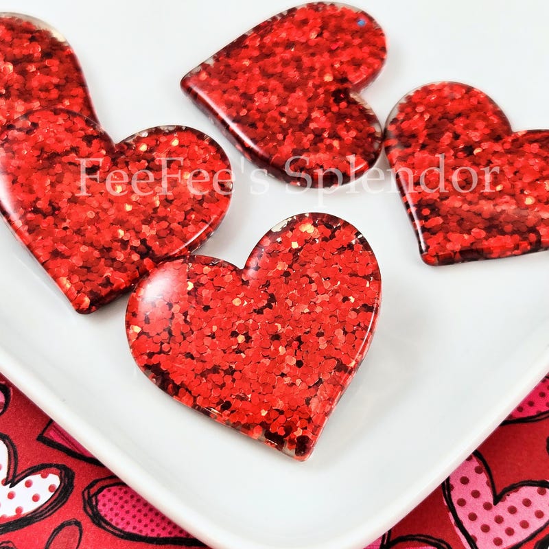 Heart Flatback Glitter - Etsy