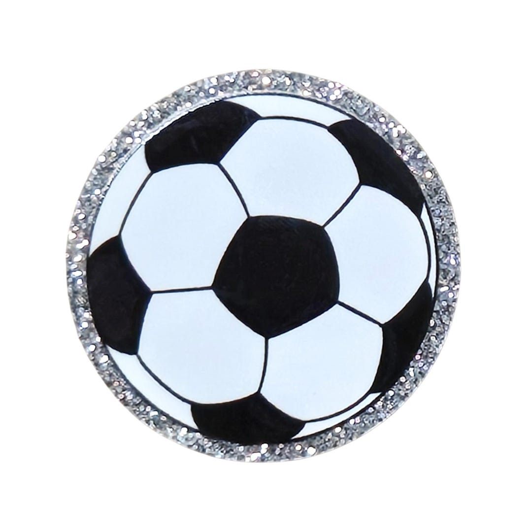 2 PCS "soccer Ball" Sports Glitter Acrylic Flatbacks for Badge Reels ...