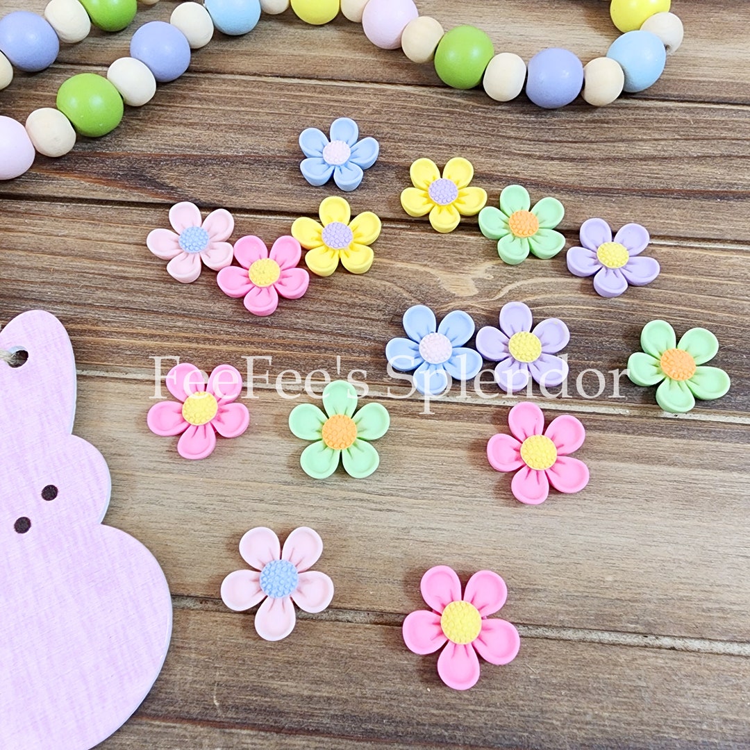 10 Pcs Spring Flower Flatbacks . Resin Cabochon . Flat Back . Charm ...