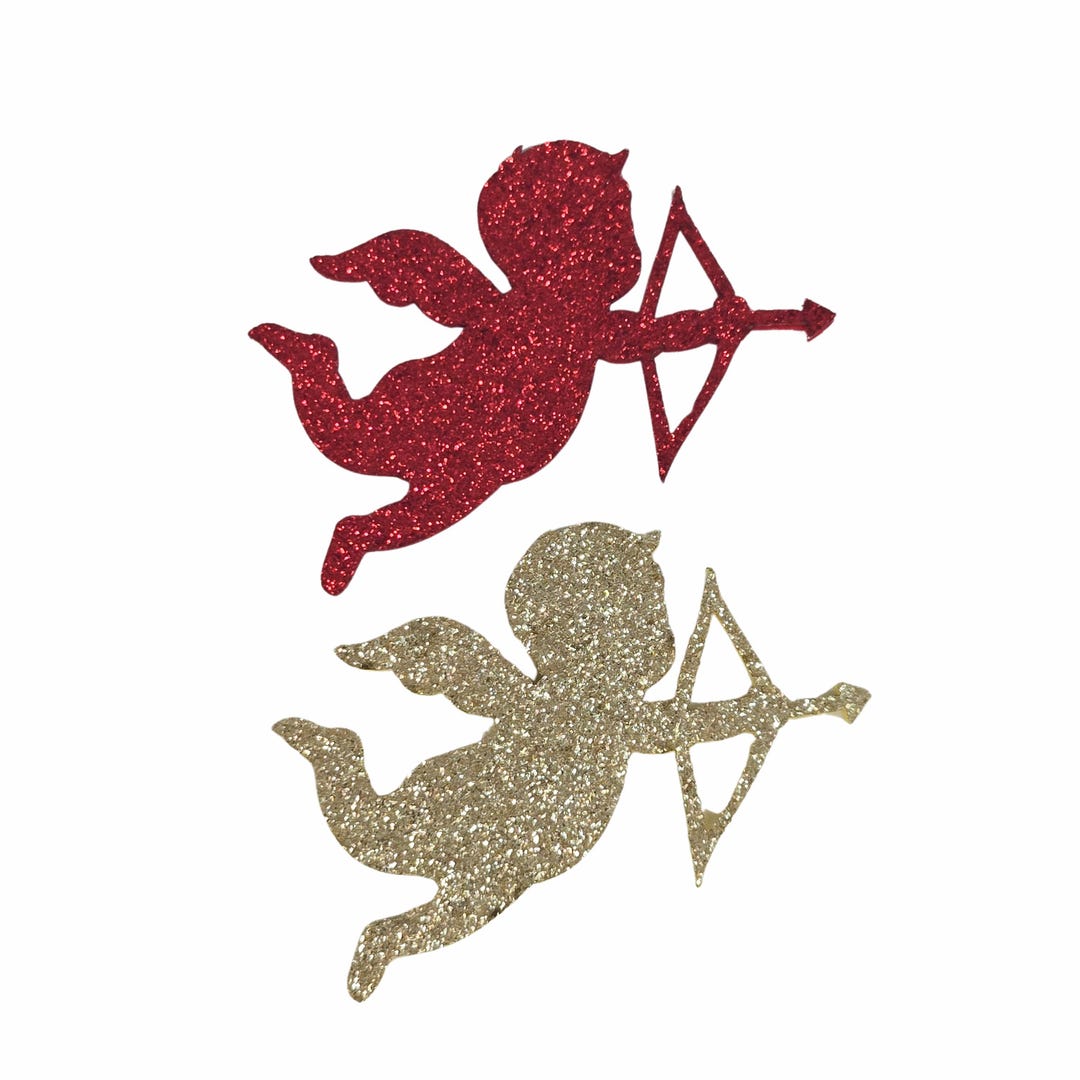 Red and Gold Glitter Cupid Cutout Valentines Day Decor and DIY Craft ...