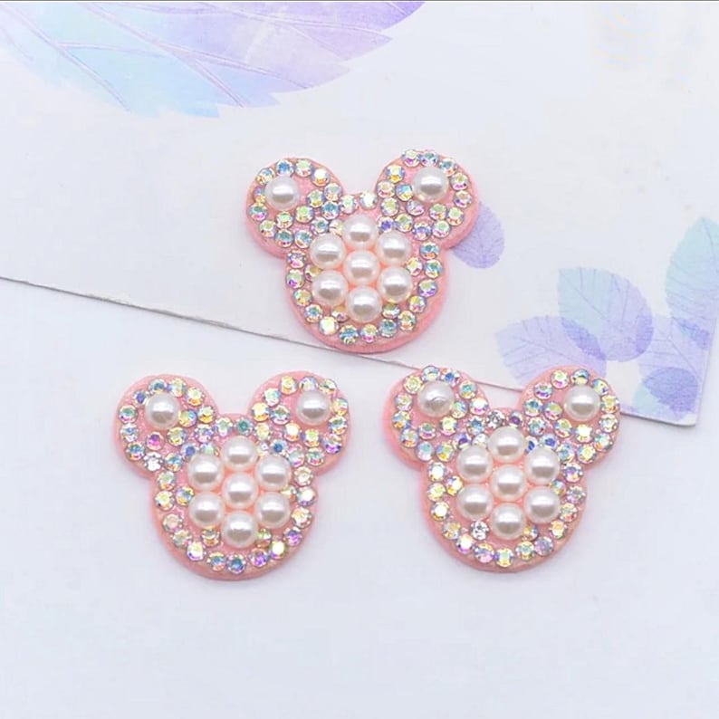 10 PCS Mouse Felties - Pearl Rhinestone Mouse Ears for Paper Crafts ...