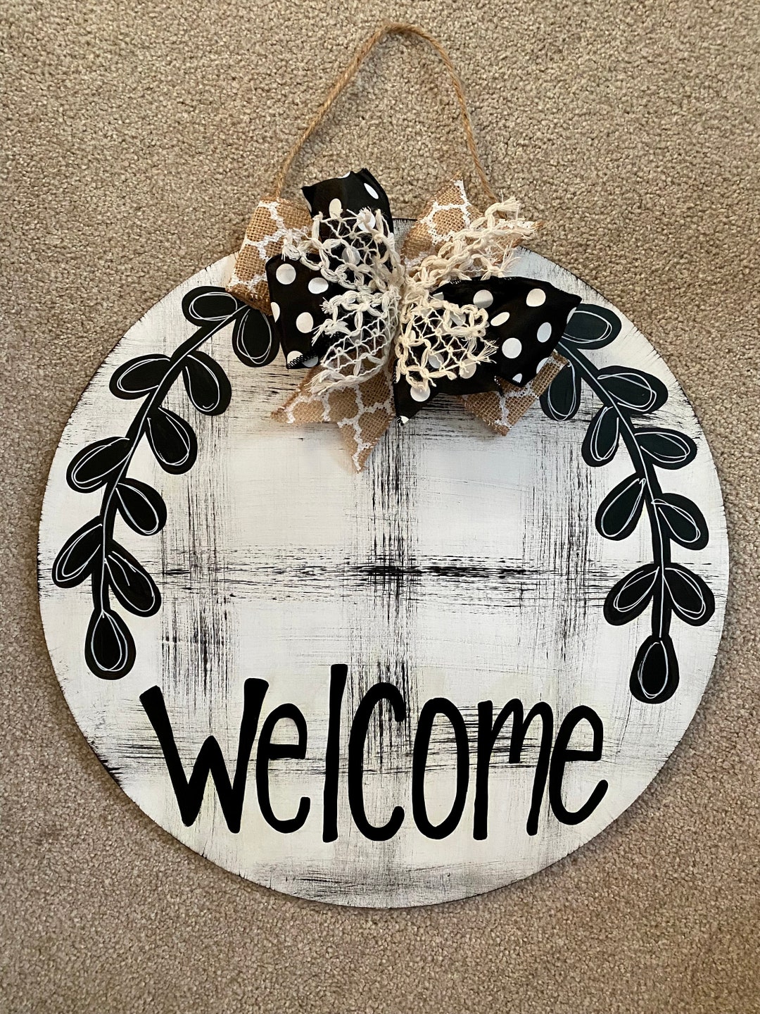 Black and White Rustic Welcome Sign- Free Shipping - Etsy