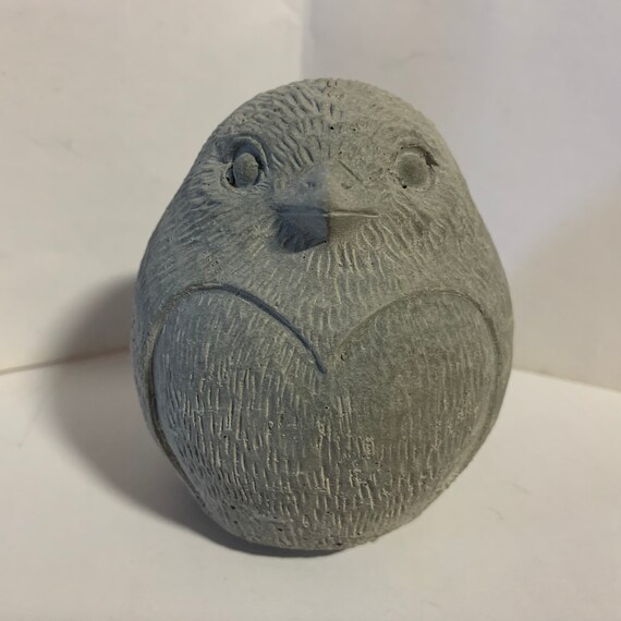 Concrete fat bird statue 3 1/2 tall cement bird for indoors | Etsy