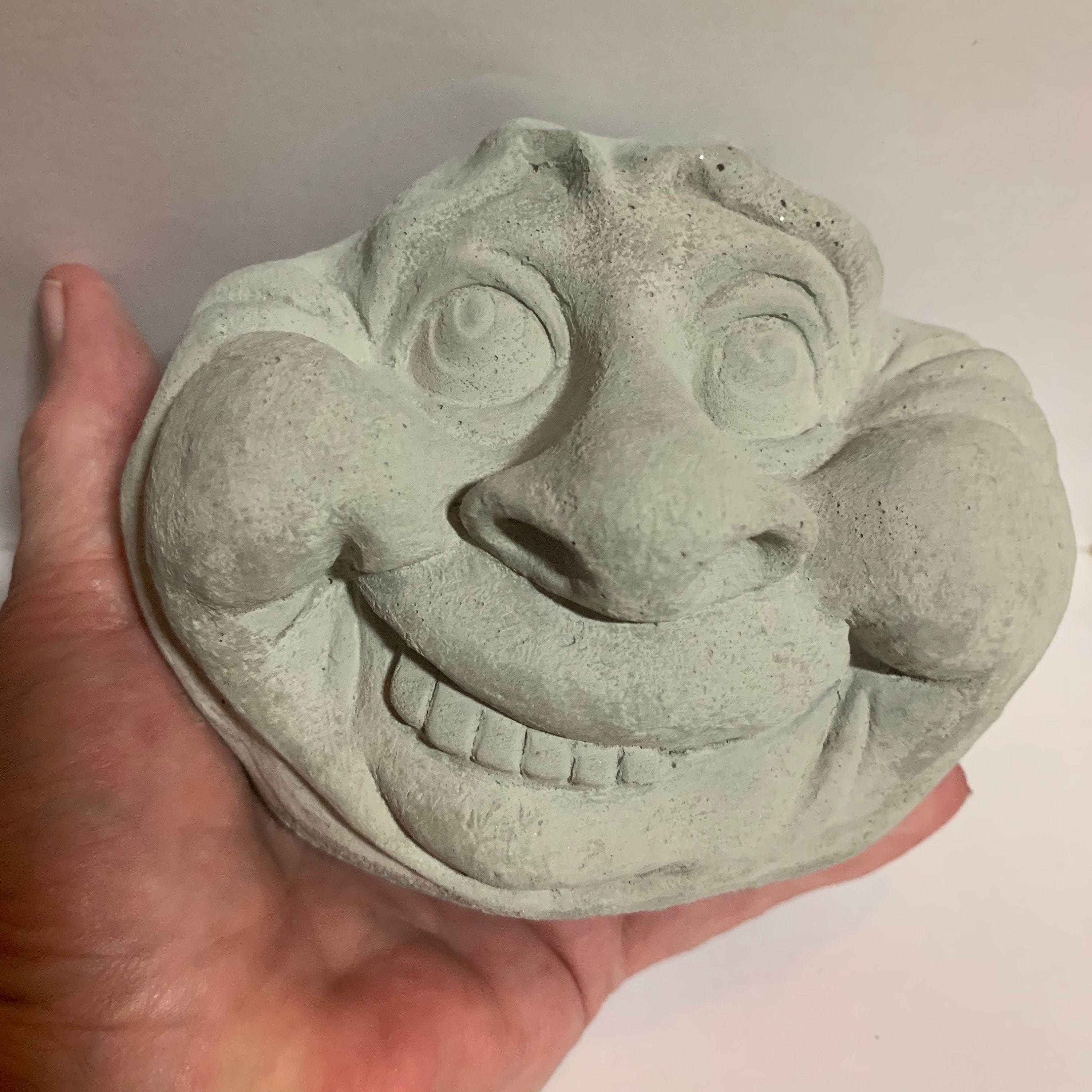 Concrete rock face statue solid concrete unpainted garden | Etsy