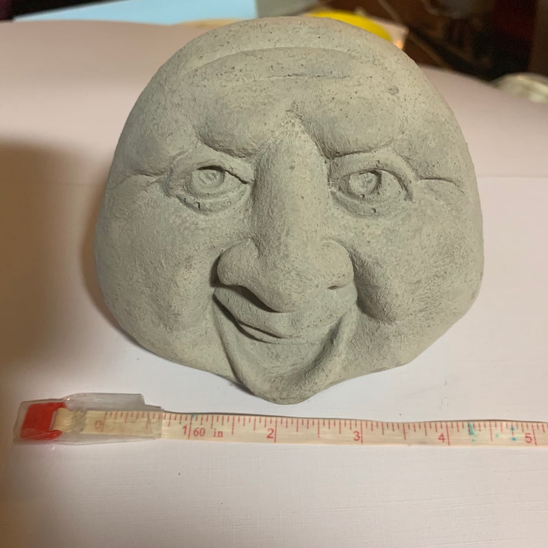 Rock face garden art statue smiling concrete rock face yard | Etsy