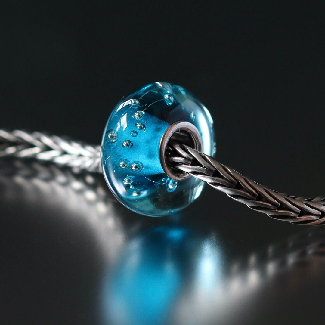 Turquoise and Silver Trace Glass Lamp Work Glass Bead 8-11 - Etsy