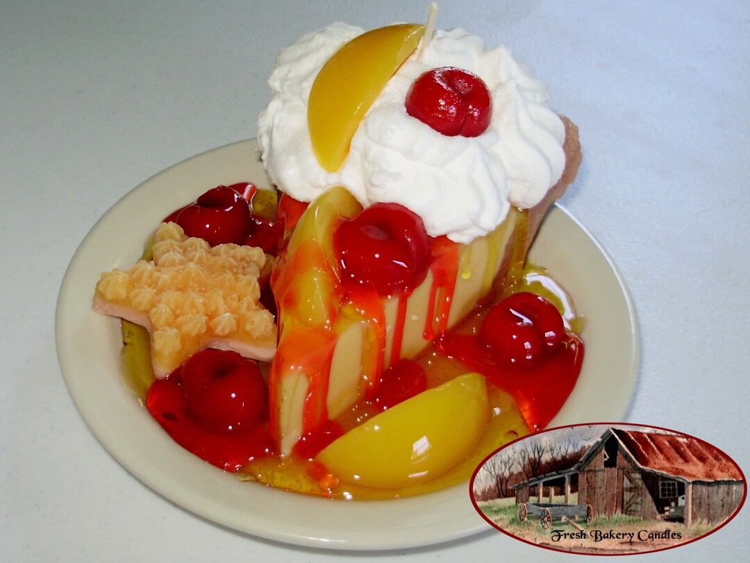 Peach Melba Pie - Pie Slice Candle on Plate - Etsy