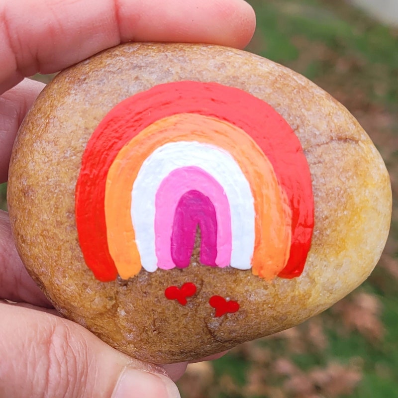 Rainbow Painted Rock - Etsy