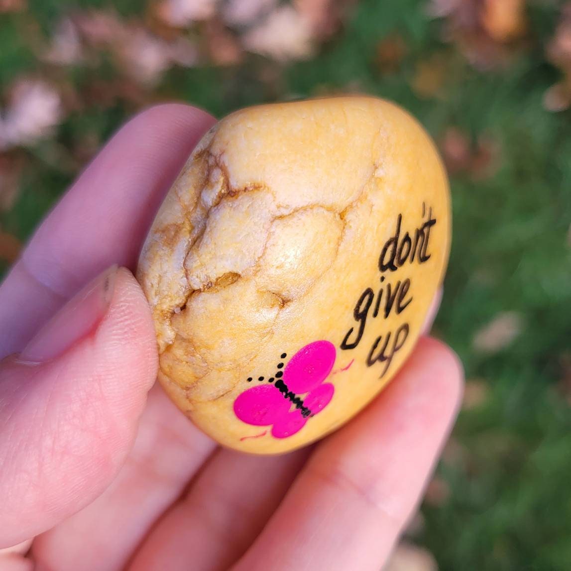 Hand Painted Stone don't Give Up - Etsy