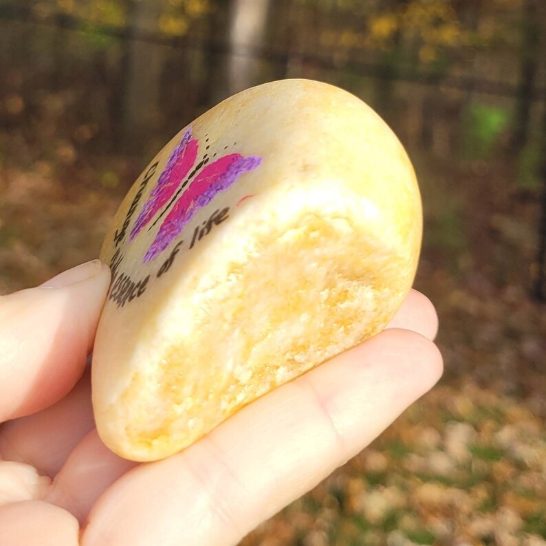 Hand Painted Affirmation Stone change is the Essence of Life - Etsy
