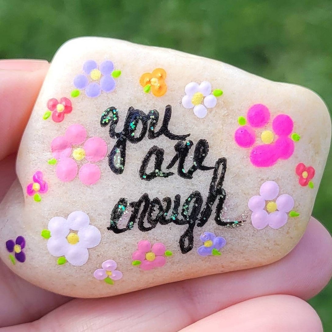 Hand Painted Stone you Are Enough - Etsy