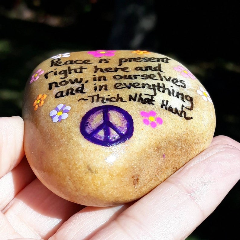 Hand Painted Stone peace is Present Right Here and - Etsy