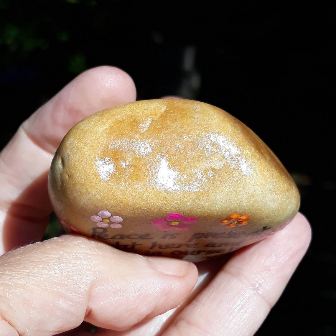 Hand Painted Stone peace is Present Right Here and Now, in Ourselves ...