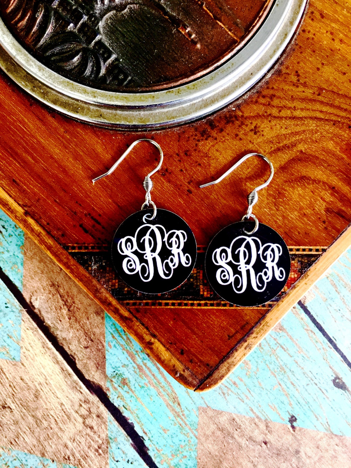 Aluminum Monogram Earrings - Etsy