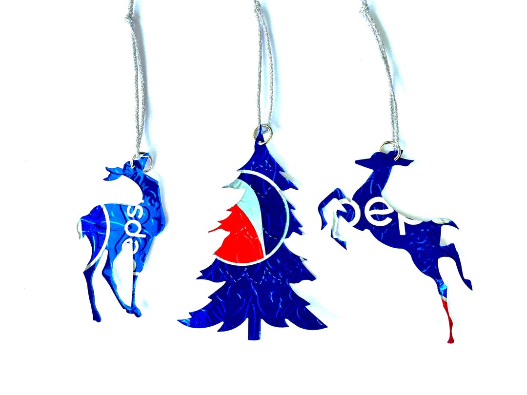 Recycled Pepsi Soda Can 3-piece Christmas Ornament Set - Etsy