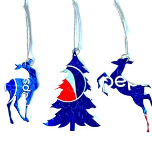 Recycled Pepsi Soda Can 3-piece Christmas Ornament Set - Etsy